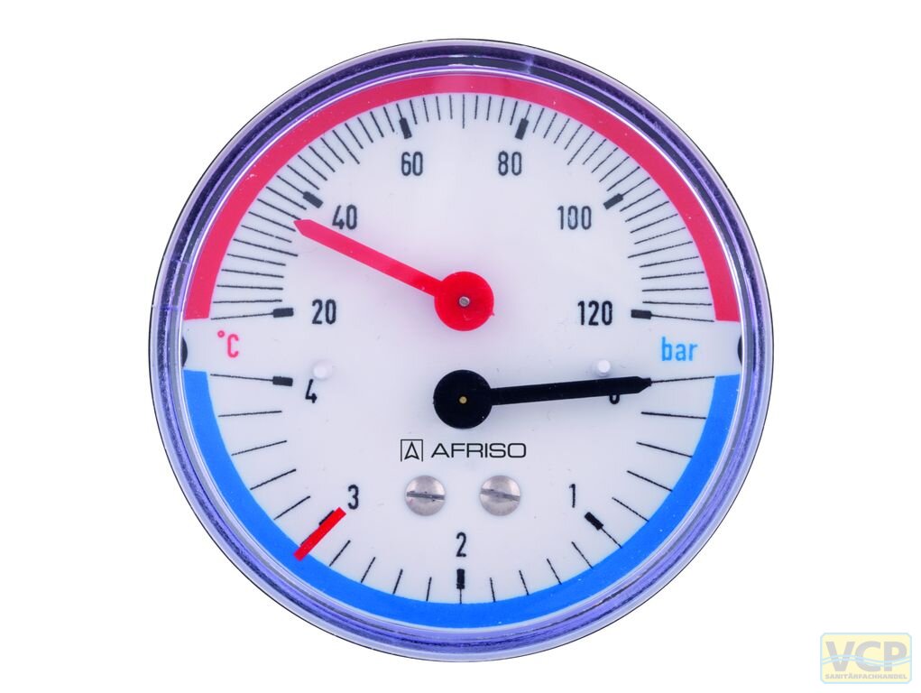 Thermo-Manometer TM80 1/2" AG hinten mit Serviceventil 0 - 4 bar, 20